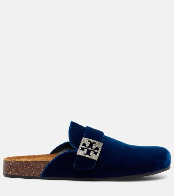 Tory Burch Mellow Embellished Velvet Mules - Blue