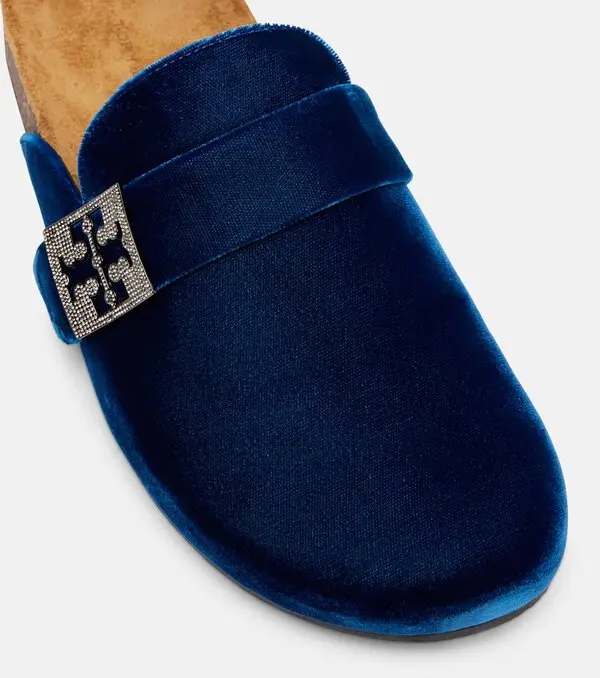 Tory Burch Mellow Embellished Velvet Mules - Blue