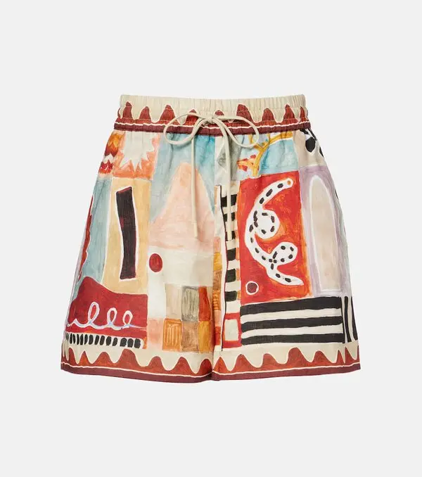 ALEMAIS X Lrnce Michelle Printed Linen Bermuda Shorts
