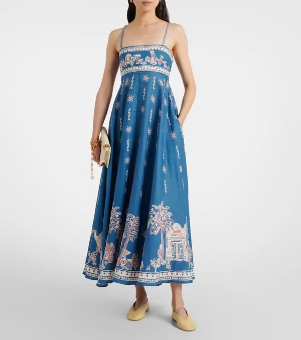 ALEMAIS Acacia Printed Linen Maxi Dress