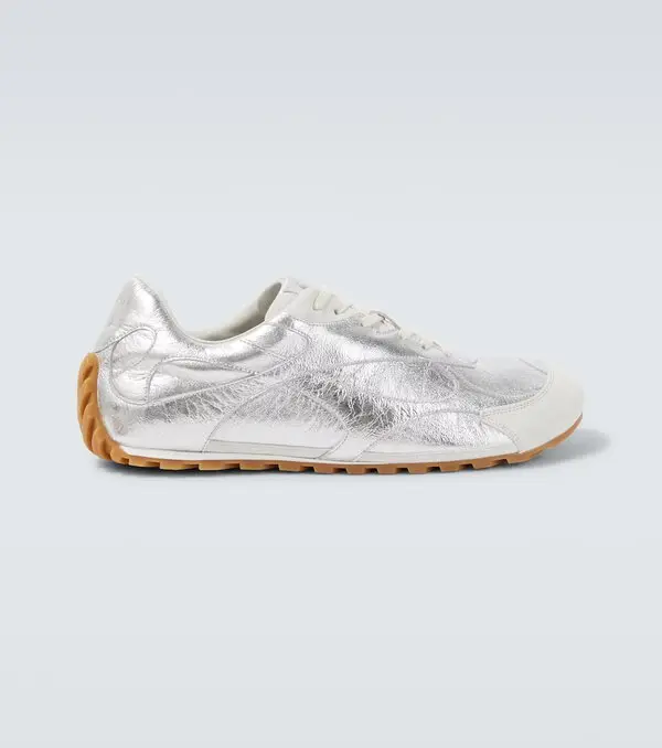 Bottega Veneta Orbit Flash Metallic Leather Sneakers - Silver