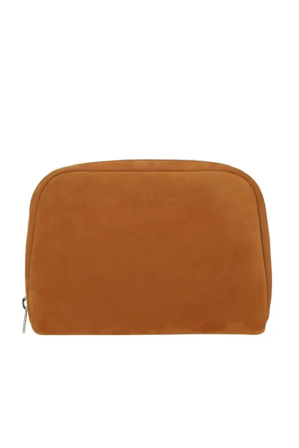 Brunello Cucinelli Suede Beauty Bag - Brown