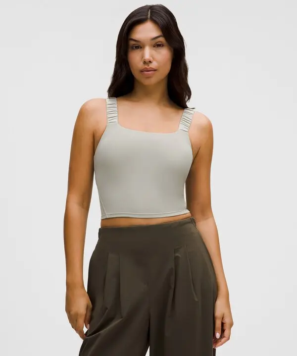Lululemon Ruched-strap Cropped Keyhole Tank Top - Raw Linen