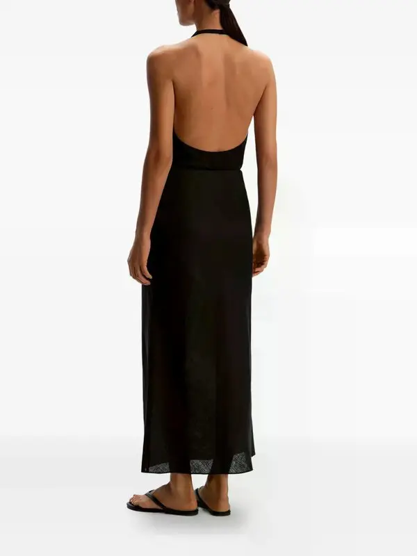 12 STOREEZ Linen Maxi Skirt - Black
