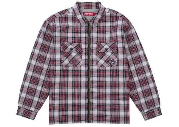 Supreme Thermal Lined Zip Up Flannel Shirt
