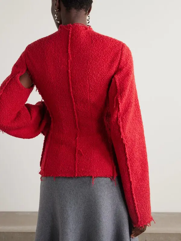 LANVIN Fringed Wool-blend Bouclé Jacket - Red