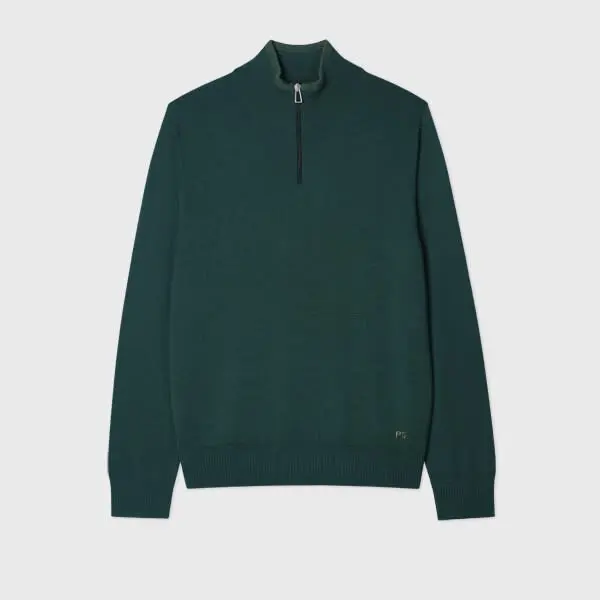 Paul Smith Merino Wool Half Zip Sweater - Green