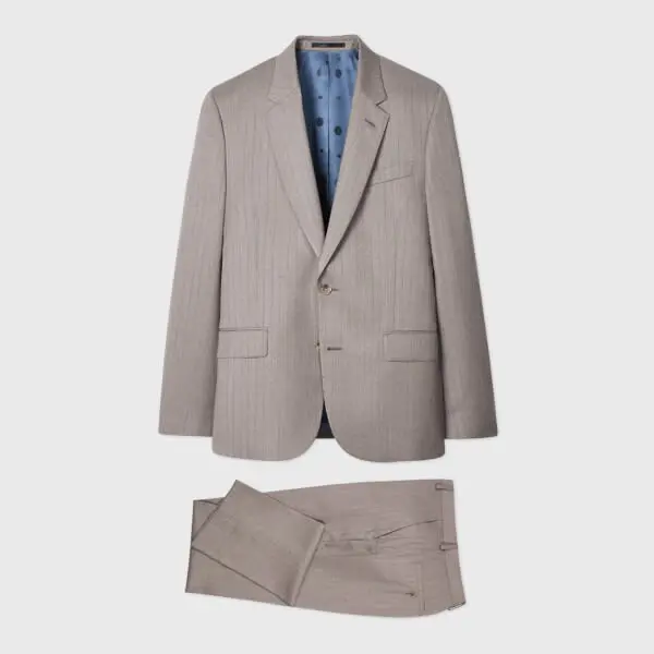 Paul Smith The Soho Tailored-fit Grey And Pink Pinstripe Wool Suit - Brown