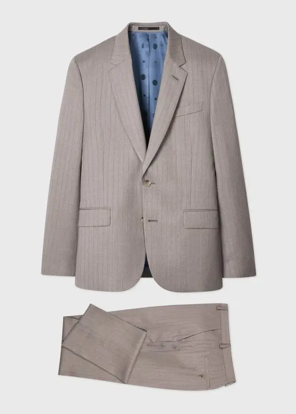 Paul Smith The Soho Tailored-fit Grey And Pink Pinstripe Wool Suit - Brown