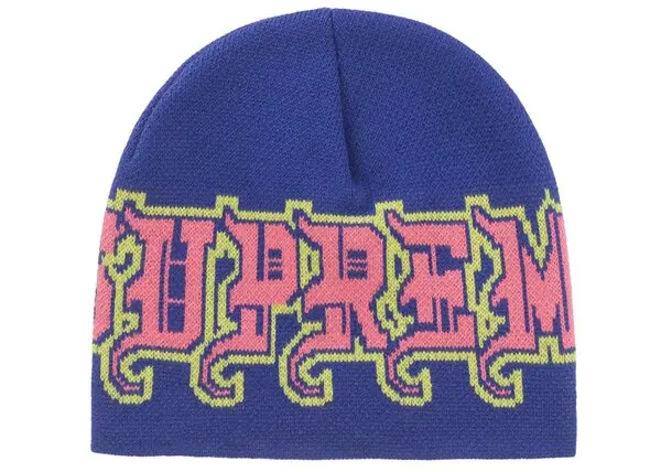 Supreme New Era Outline Beanie - Navy Blue
