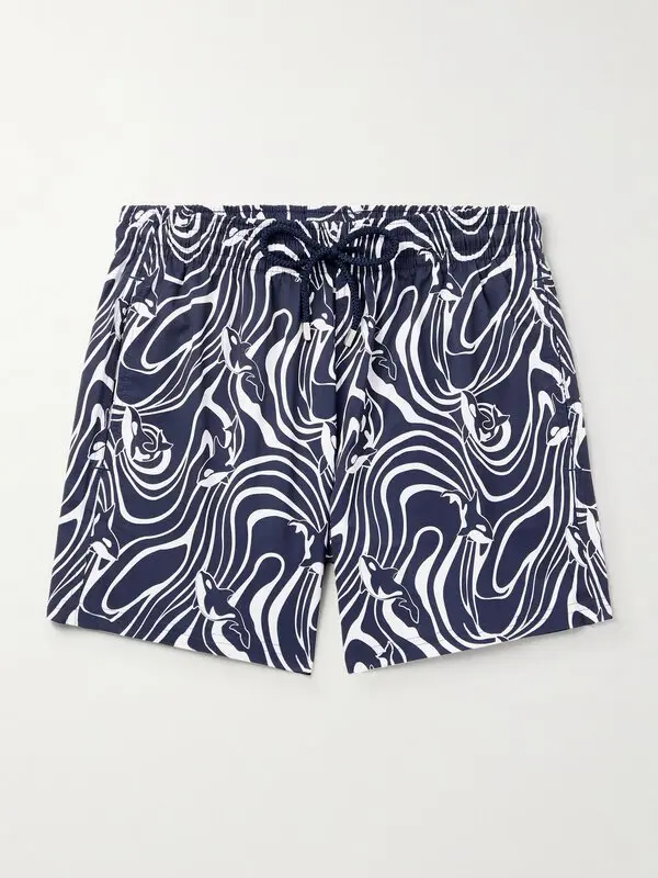 Vilebrequin Moorise Straight-leg Mid-length Printed Swim Shorts - Blue