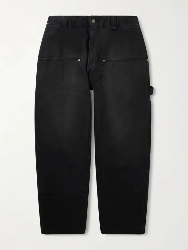 WILLY CHAVARRIA Toluca" Oversized Wide-leg Cotton-canvas Trousers - Black