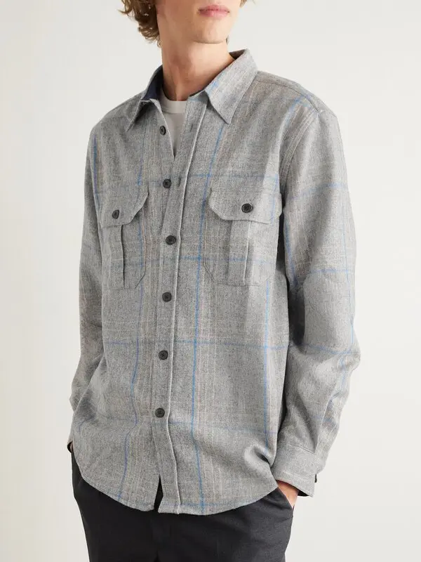 Portuguese Flannel Fixon Checked Wool Overshirt