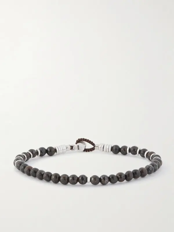 MIKIA Circle4 Sterling Silver Beaded Bracelet - Brown
