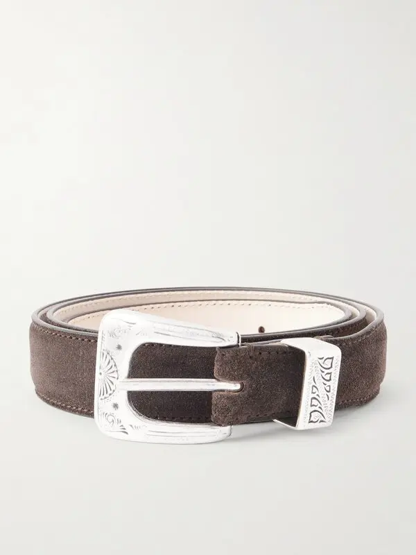 DRAKE'S 2.5cm Suede Belt - Brown