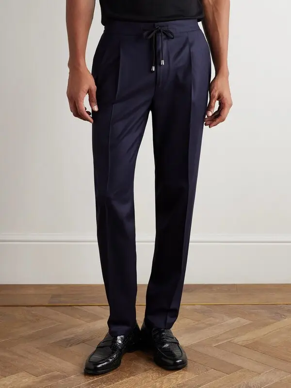 DE PETRILLO Straight-leg Wool-blend Drawstring Trousers