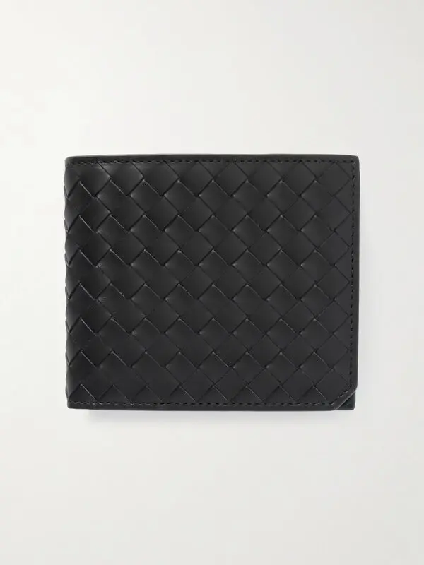 Bottega Veneta Intrecciato Leather Billfold Wallet - Black