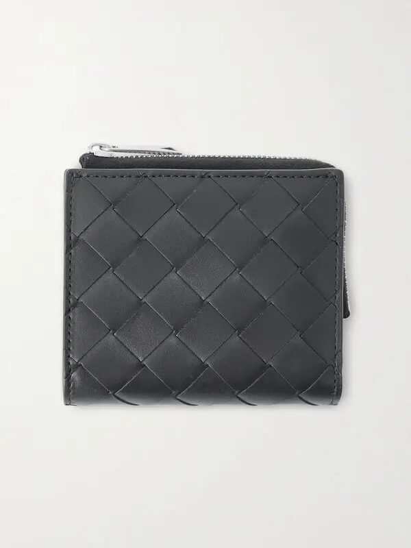 Bottega Veneta Intrecciato Leather Zip-around Wallet - Black