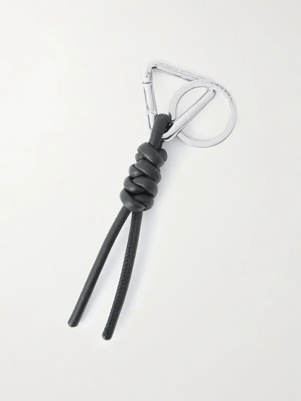 Bottega Veneta Braided Leather And Silver-tone Keyring - Black