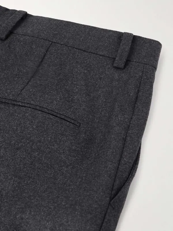 ATON Straight-leg Pleated Merino Wool-flannel Suit Trousers