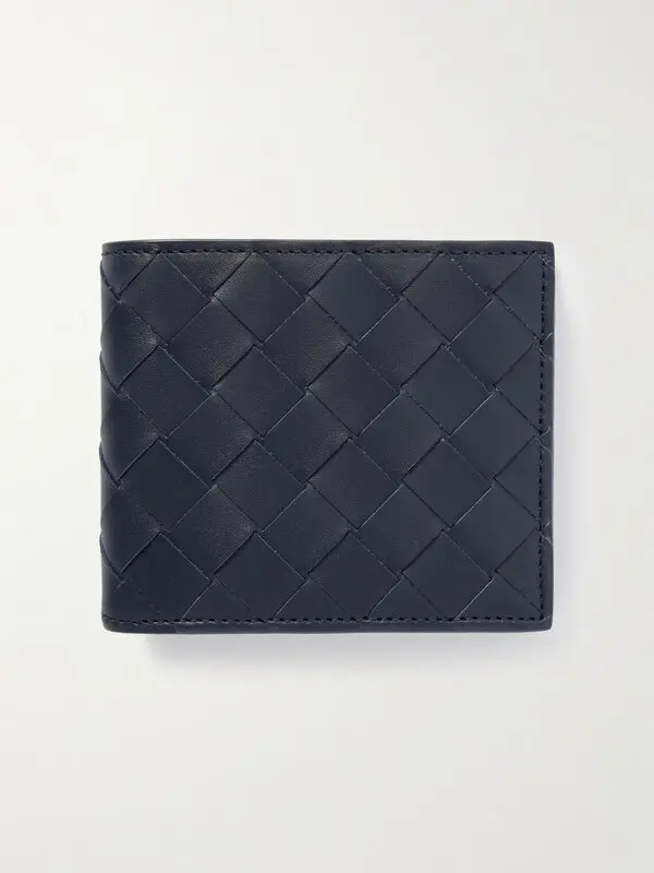 Bottega Veneta Intrecciato Leather Billfold Wallet - Blue