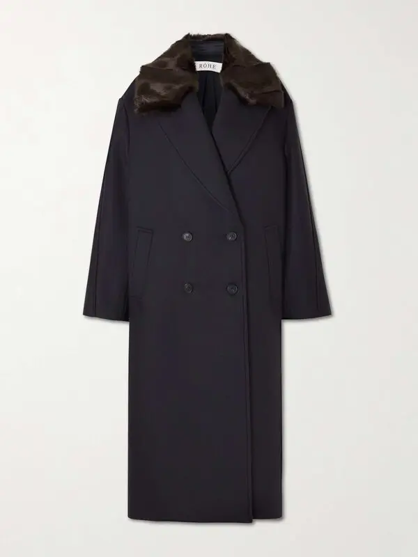 RÓHE Ezra Double-breasted Wool-blend Coat - Navy