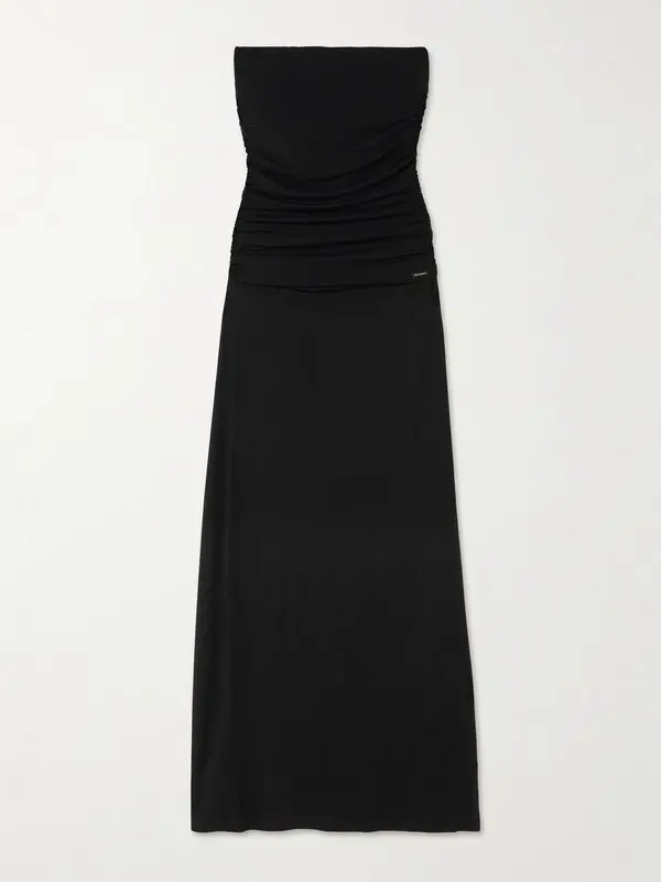 Melissa Odabash Strapless Ruched Maxi Dress - Black