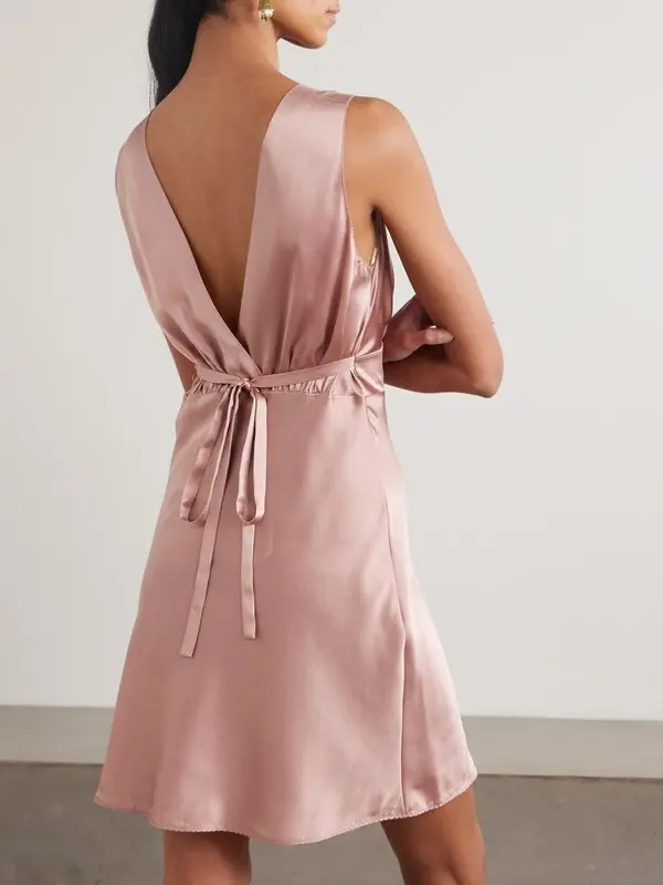 Chlo Gathered Lace-Trimmed Mini Dress - Pink - 30% Off | Editorialist