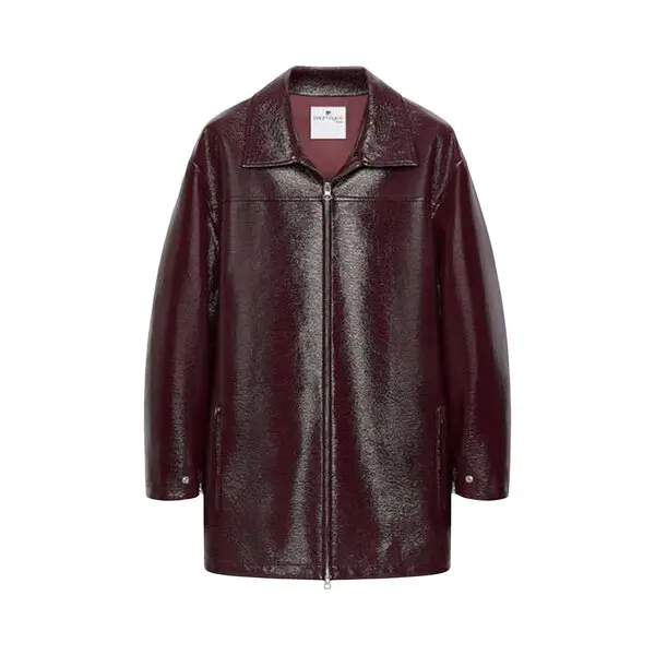 COURREGES Zipped Vinyl Maxi Bomber Jacket - Red