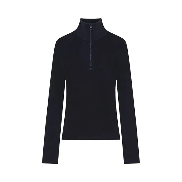 COURREGES Zipped Mockneck Sweater - Blue