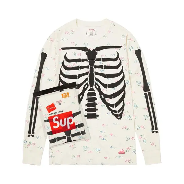 Supreme X Hanes Bones Thermal Crew - White