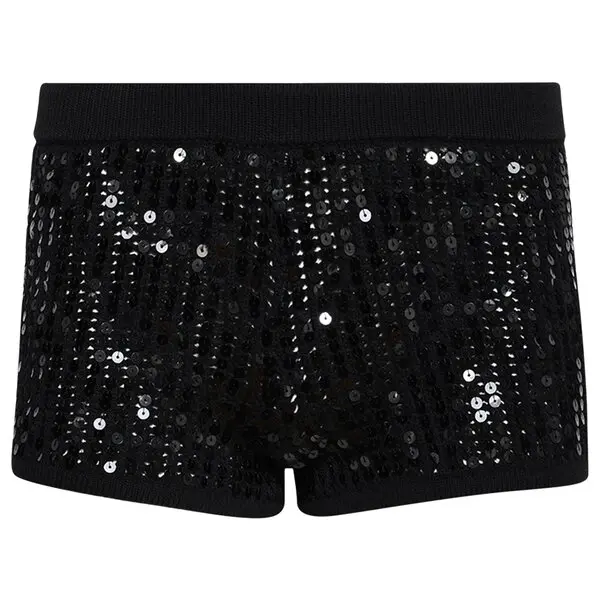 David Koma Sequin Embellished Knit Shorts - Black