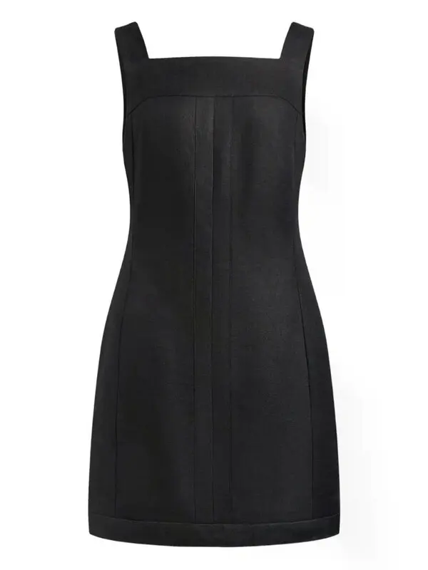 12 STOREEZ Square-neck Linen Mini Dress - Black