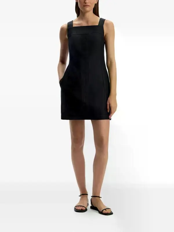 12 STOREEZ Square-neck Linen Mini Dress - Black