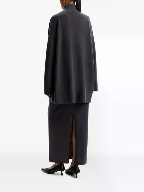 12 STOREEZ Rear-slit Wool-cashmere Skirt - Grey