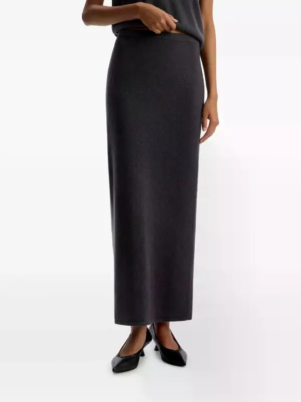 12 STOREEZ Rear-slit Wool-cashmere Skirt - Grey