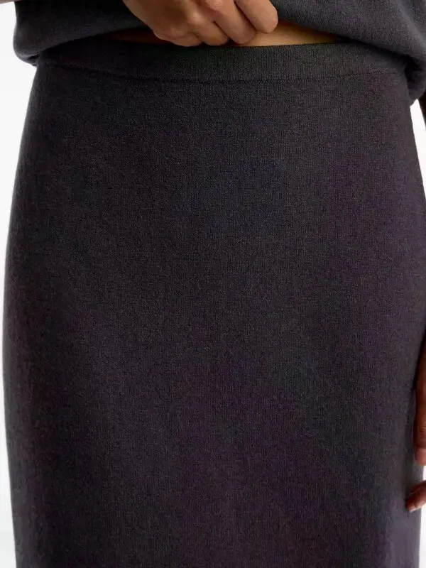 12 STOREEZ Rear-slit Wool-cashmere Skirt - Grey