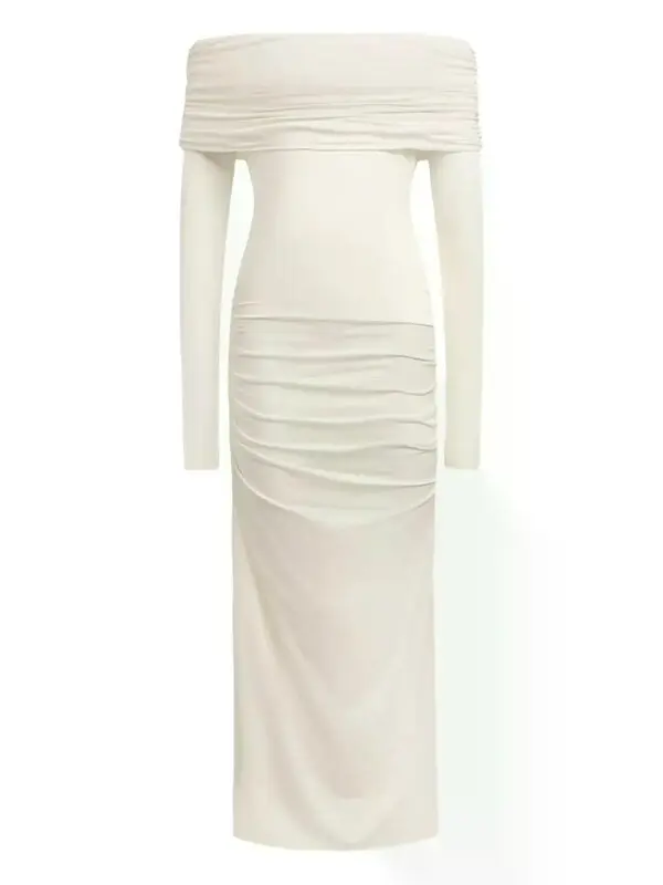 12 STOREEZ Long-sleeved Ruched Dress - White