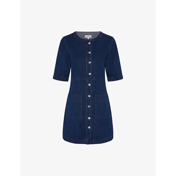 OMNES Adia Button-down Denim Mini Dress