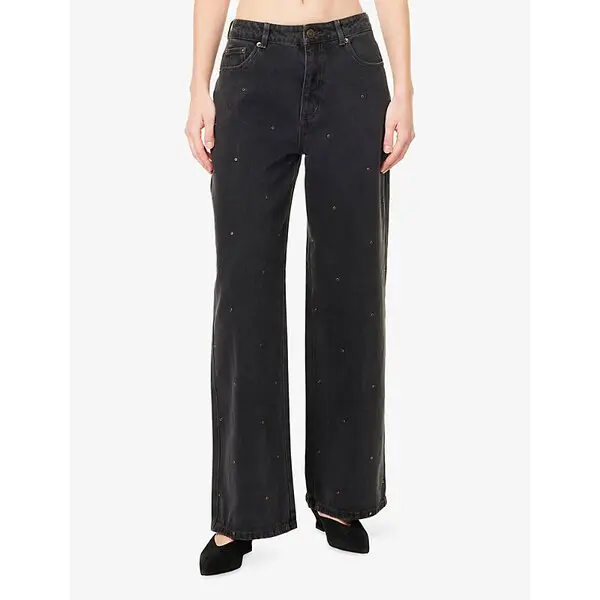 Dissh Reagan Eyelet Wide-leg Denim Jeans