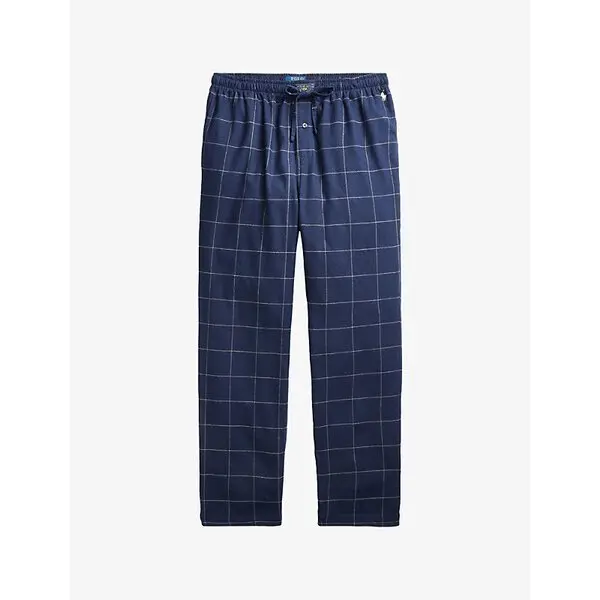 Ralph Lauren Logo-embroidered Checked Cotton-flannel Pyjama Bottoms Xxl - Window Pane Plaid