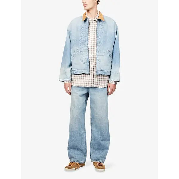 Rhude Logo Cord Collar Denim Jacket