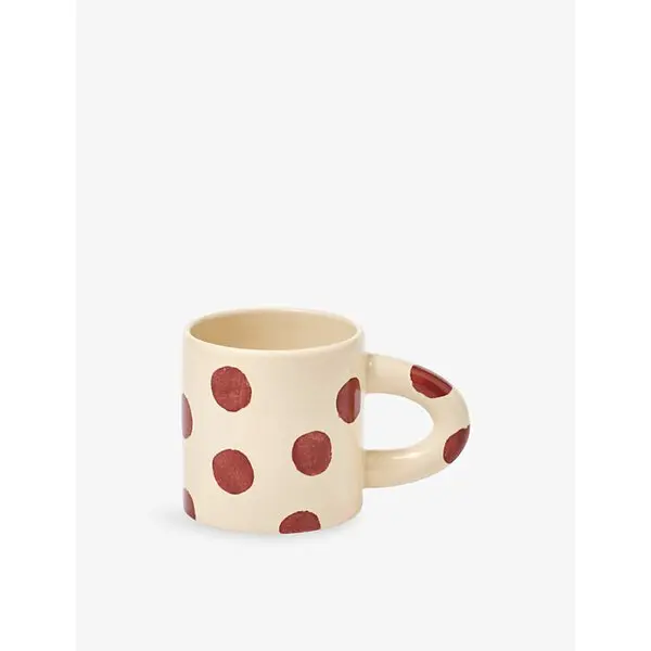 DAMSON MADDER Polka-dot Ceramic Mug - Butter Burgundy Spot