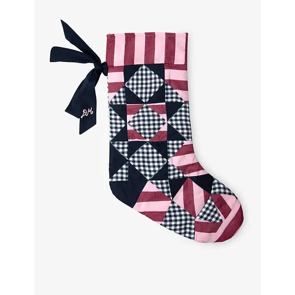 DAMSON MADDER Cotton Christmas Stocking - Blue Patchwork