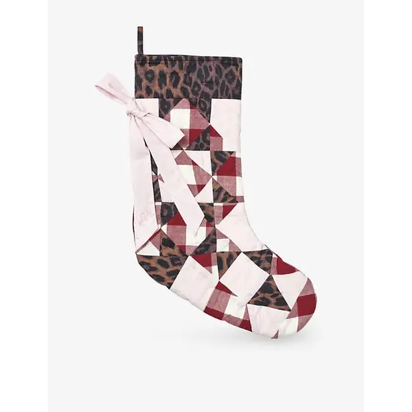 DAMSON MADDER Cotton Christmas Stocking - Leopard Patchwork