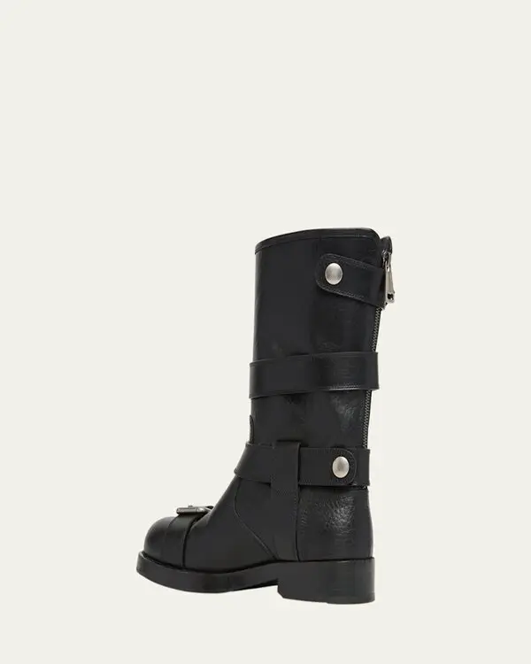 Dolce & Gabbana Leather Buckle Boots