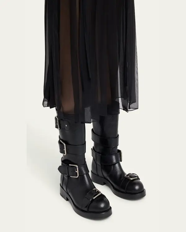 Dolce & Gabbana Leather Buckle Boots