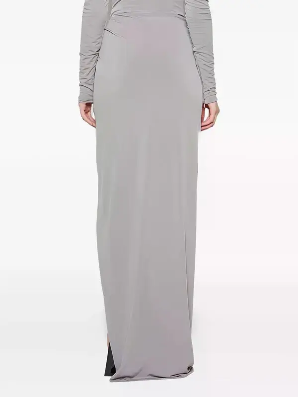 LAQUAN SMITH Knotted Slit Maxi Skirt - Grey