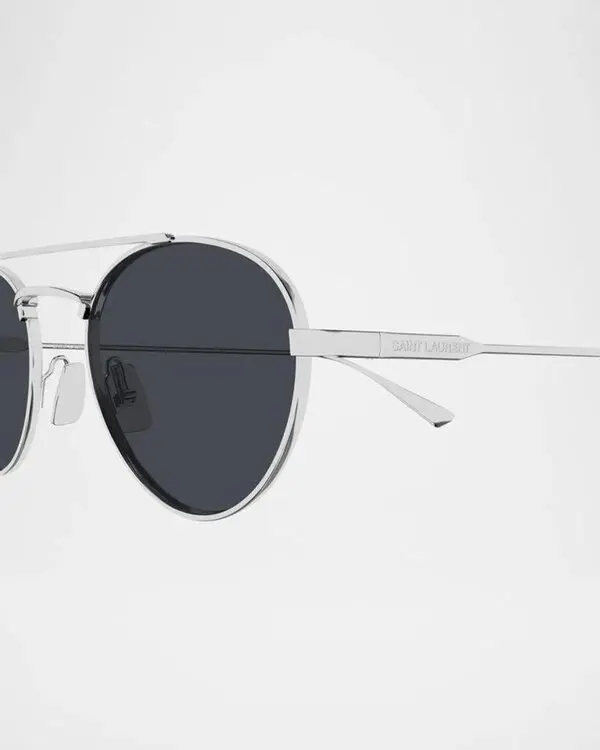 Saint Laurent 51mm Aviator Sunglasses - Silver