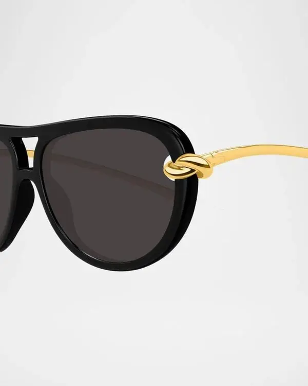 Bottega Veneta Knot Aviator Sunglasses - Black